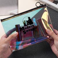 China Holographic Laser Zipper Bag with Custom Logo Printing for Cosmetics and Jewelry Packaging - PVC Material 650mm Width for sale