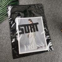 China Custom Logo CPE Cothing Zipper Bag Translucent Black for Garment Packaging for sale