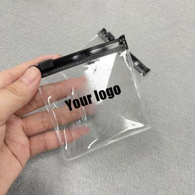 China Custom Logo PVC Zipper Bag 60-200 Micron Thickness for Cosmetic Jewelry Packaging with Screen Printing for sale