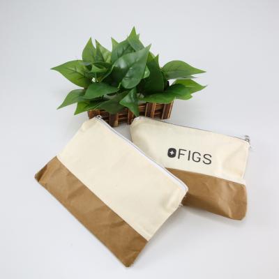 China Reusable Zipper Pen Pouch with Cloth and Kraft Paper Material - 650px Width Storage Organizer for Stationery and Travel for sale