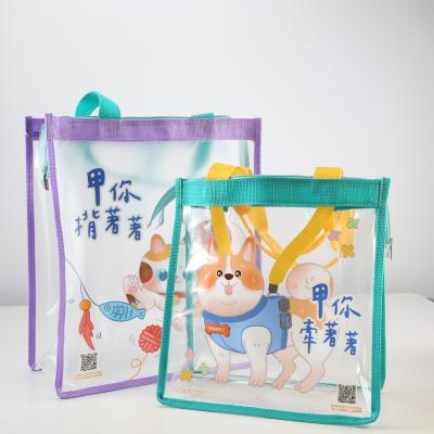 China PVC Transparent Handbag - Water Resistant Outdoor Packaging Bag with Easy Clean Surface and Durable Construction for sale