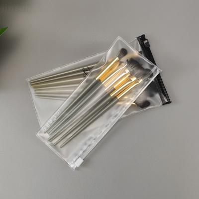 China Custom Logo Plastic Zipper Bag 0.05-0.15mm Thickness Clear Frosted Dustproof For Cosmetic Brush Storage for sale