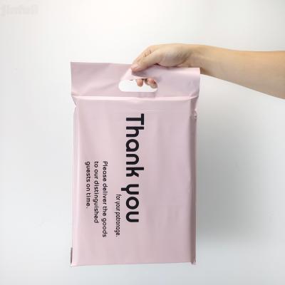 China Custom Pink Purple Eco Plastic Mailing Bags With Handles - Waterproof PE Material, MOQ 100, Silkscreen Printing for sale