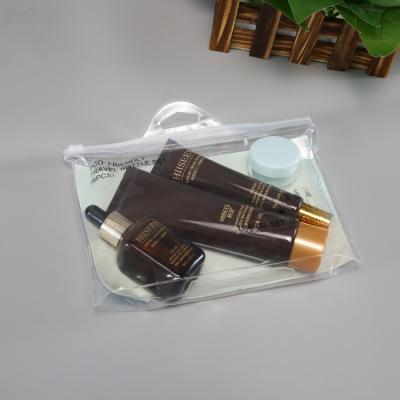 China Custom Logo PVC EVA Travel Makeup Bag Clear Frosted Zipper Pouch 20x12cm for sale