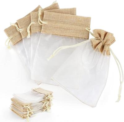 China 100-Piece 5x7 Inch Patchwork Organza Drawstring Storage Bags for Gifts Candy Toys Party Packaging for sale