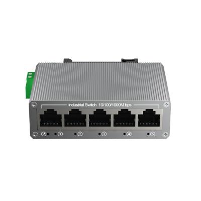 China Mini 5 Port Industrial Ethernet Switch 1000Mbps DIN Rail Mount for sale