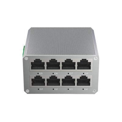China Mini Industrial Ethernet Switch 8 Port DIN Rail Metal Compact Network Switch for sale
