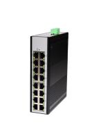 China Industrial 16 Port Gigabit Ethernet Switch Unmanaged DIN Rail Network Switch DC 9-57V for sale