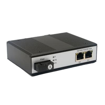 China DIN Rail Industrial Fiber Optic Ethernet Switch 1 SC Fiber Port 2 RJ45 Ports for sale