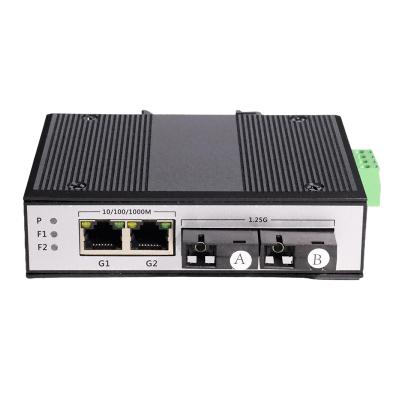 China Industrial Fiber Network Switch Gigabit 2 SC Fiber Port 2 RJ45 Ethernet Port for sale