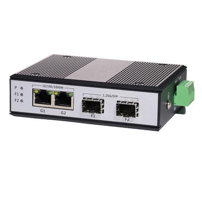 China Industrial Gigabit Fiber Media Switch 2 SFP Fiber Ports 2 RJ45 Ethernet Ports for sale