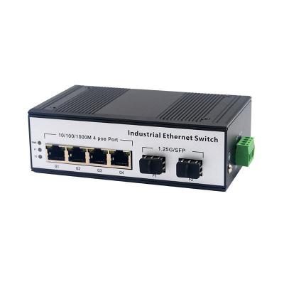 China Industrial Gigabit Fiber Network Switch 2 SFP Fiber Ports 4 RJ45 Ethernet Ports for sale
