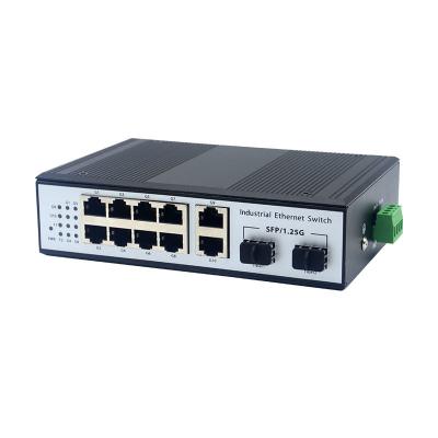 China DIN Rail / Wall Mount Fiber Ethernet Switch 2 SFP Fiber Ports 10 RJ45 Ethernet Ports for sale