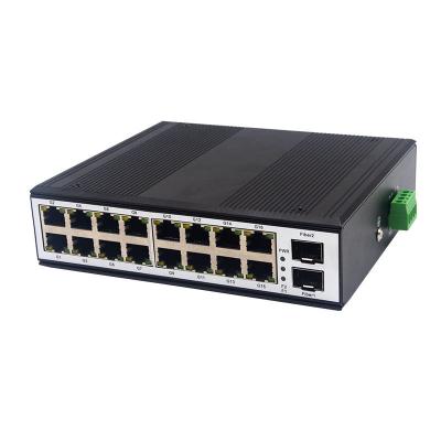 China Industrial Fiber Network Switch Gigabit 2 SFP 16 RJ45 Ethernet Ports for sale