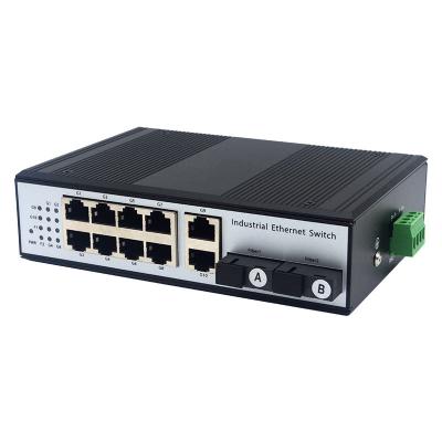 China Industrial Gigabit Fiber Ethernet Switch 2 SC Fiber 10 RJ45 Ethernet Ports for sale