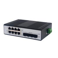 China IP40 Aluminum Alloy Industrial Switch Gigabit 4 SFP Fiber Ports 8 RJ45 Ethernet Ports for sale