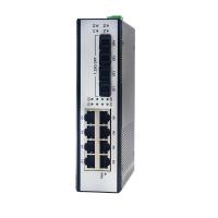 China IP40 Aluminum Alloy Industrial Switch Gigabit 4 SFP Fiber Ports 8 RJ45 Ethernet Ports for sale