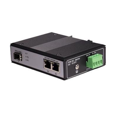 China DIN Rail Mount Industrial POE Switch Gigabit 1 SFP 2 PoE RJ45 Fiber Ethernet Switch for sale