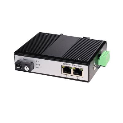 China IP40 DIN Rail Industrial POE Switch Gigabit 1 SC Fiber 2 PoE RJ45 Fiber Ethernet Switch for sale