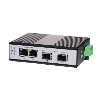 China Industrial POE Gigabit Switch 2 Port SFP fiber 2 Port PoE Ethernet Fiber Switch for sale