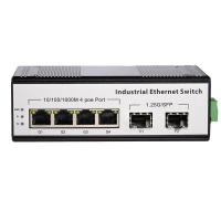 China Metal Industrial Gigabit Switch DIN Rail 2 SFP Fiber Ports 4 PoE Ethernet Ports for sale