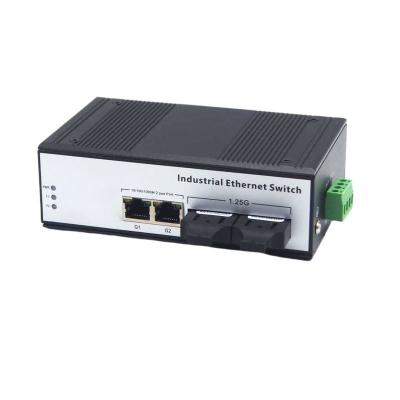 China IP30 Industrial POE Switch Gigabit 2 SC Dual Fiber Ports 2 PoE Ethernet Ports for sale