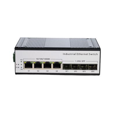 China Industrial Gigabit POE Fiber Switch 4 SFP Fiber Ports 4 PoE Ethernet Ports Fiber for sale