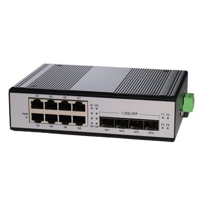 China Industrial Switch 4 SFP Fiber Ports 8 Port DIN Rail PoE Ethernet Switch for sale