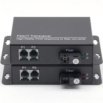China 2 Channel Telephone Fiber Converter Dual Port PCM Voice Over Fiber Extender for sale