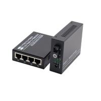 China Fiber 100Mbps Media Converter 1 SC Fiber 4 RJ45 Port 20KM Single Mode for sale