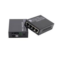 China Fiber 100Mbps Media Converter 1 SC Fiber 4 RJ45 Port 20KM Single Mode for sale