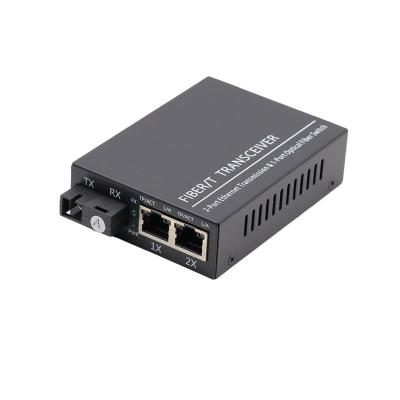 China Gigabit Fiber Media Converter 1 Fiber SC To 2 Ethernet Ports High Speed Network Adapter for sale