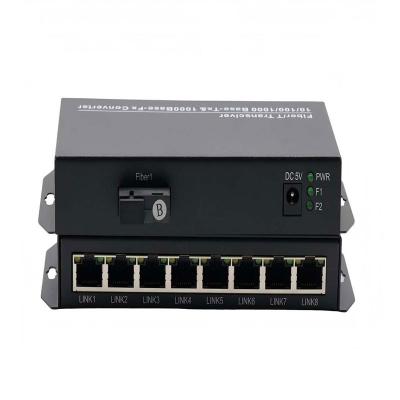 China High Speed Gigabit Fiber Media Converter 1 Fiber SC To 8 RJ45 Ethernet Ports for sale
