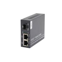 China 1000Mbps Fiber Media Converter Gigabit 1 SFP Fiber To 2 RJ45 Ethernet Ports for sale
