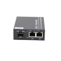 China 1000Mbps Fiber Media Converter Gigabit 1 SFP Fiber To 2 RJ45 Ethernet Ports for sale