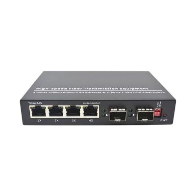 China Industrial 10G Dual SFP Fiber Media Converter With 4×2.5G RJ45 Ports for sale