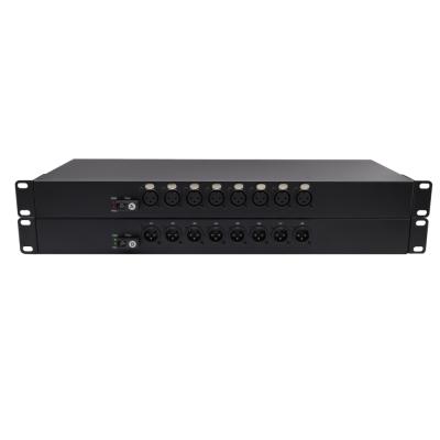 China Hi-Fi Audio 8 Port XLR Fiber Extender Unidirectional Audio Fiber Extender Rack Mount 1U for sale