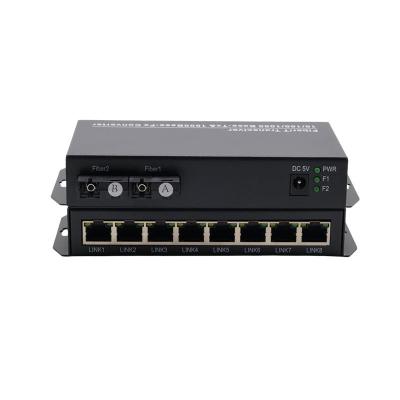 China 10/100/1000Mbps Gigabit Fiber Switch 2 SC Fiber Ports 8 RJ45 Ethernet Ports for sale