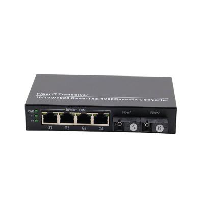 China High Density Ethernet Fiber Switch Gigabit 2 SC Fiber 4 RJ45 Ports 10/100/1000Mbps for sale