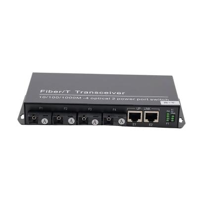China 10/100Mbps Fiber Switch 4 SC Fiber Ports 2 RJ45 Ports Gigabit Uplink for sale