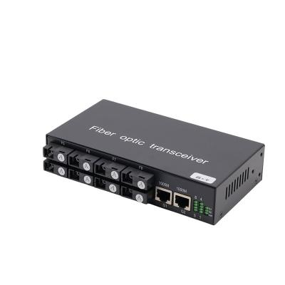 China 8 Port Ethernet Fiber Switch 100M SC Fiber Switch 2 RJ45 Ethernet Ports for sale