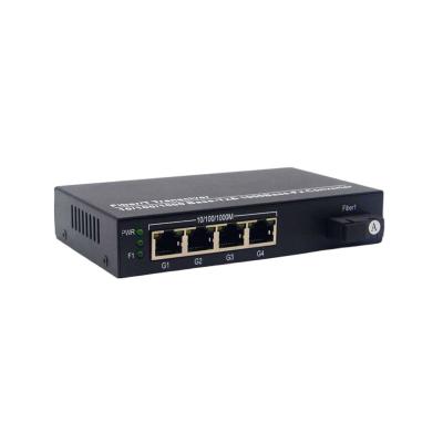 China Gigabit Fiber PoE Media Converter 1 SC Fiber To 4 Port IEEE802.3af/At Ethernet PoE Transceiver for sale