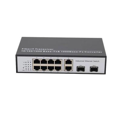 China Commercial SFP Fiber Switch 10 RJ45 Ports Gigabit Ethernet Copper To Fiber Media Converter for sale