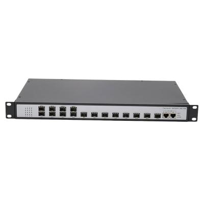China 1U Rackmount Gigabit Ethernet Fiber Switch 16SFP 2RJ45 Copper to Fiber Media Converter for sale