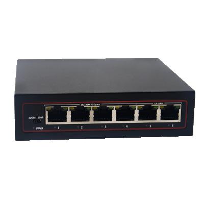China 4 PoE Ports 2 Uplink 100 Mbps PoE Switch 4KV Surge Protection For CCTV Security System for sale