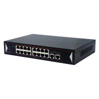 China 16 Port Desktop 10/100 Mbps PoE Ethernet Switch With 2 Gigabit Uplink 150-260W for sale