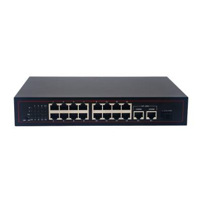 China Desktop Fast Ethernet PoE Switch 150-260W 16 PoE Ports 1 SFP 2 RJ45 Uplink PoE for sale