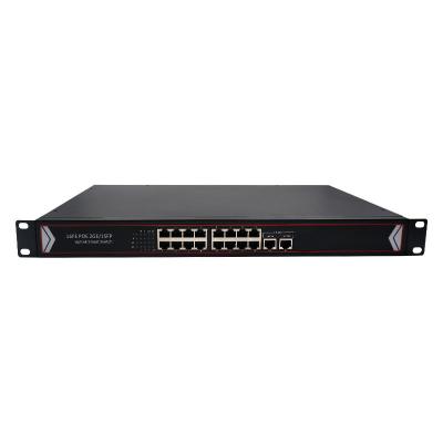 China 16 Port 10/100 Mbps PoE Switch Rackmount With 2 Gigabit Uplink IEEE 802.3af/At for sale