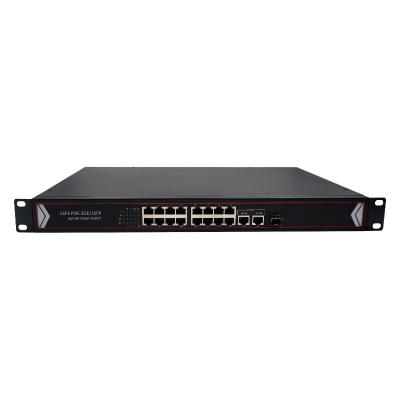 China 1U Ethernet PoE Switch 10/100Mbps 16 Port Poe Switch Rack Mount 2 Gigabit Uplink 1 SFP Slot for sale