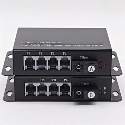 China Fiber Optic 4 Channel Multiplexer 4 Port FXO FXS Telephone Over Fiber Extender for sale